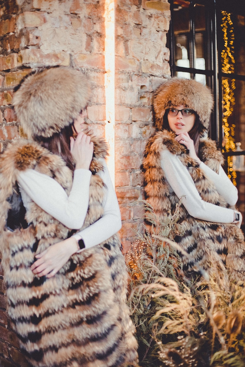 Brown Raccoon Fur Hat | Women's Winter Full-fur Hat - Etsy