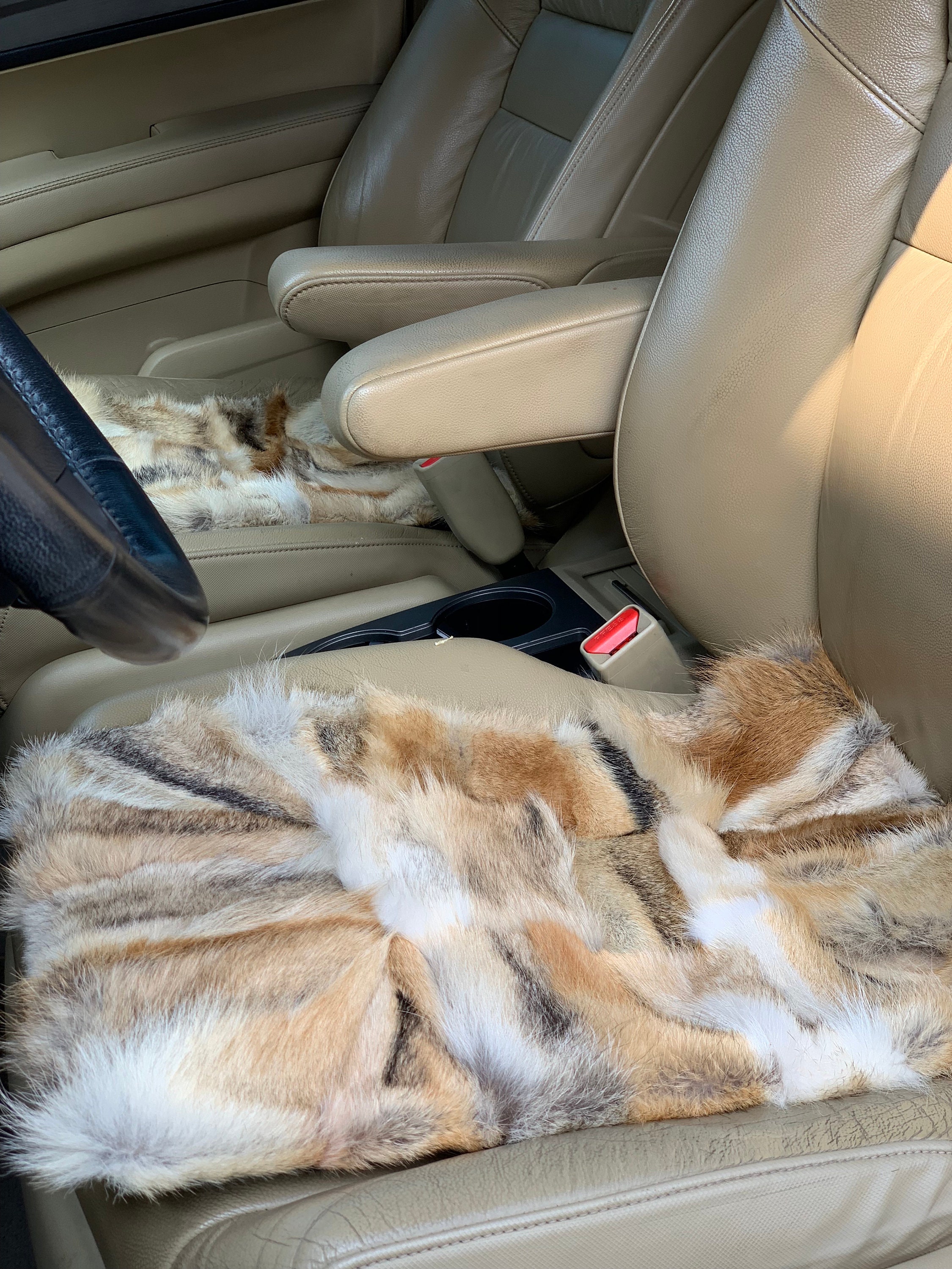 Set of 2 Fur Car Seat Cover Coyote Fur Car Seat Cushion | Etsy
