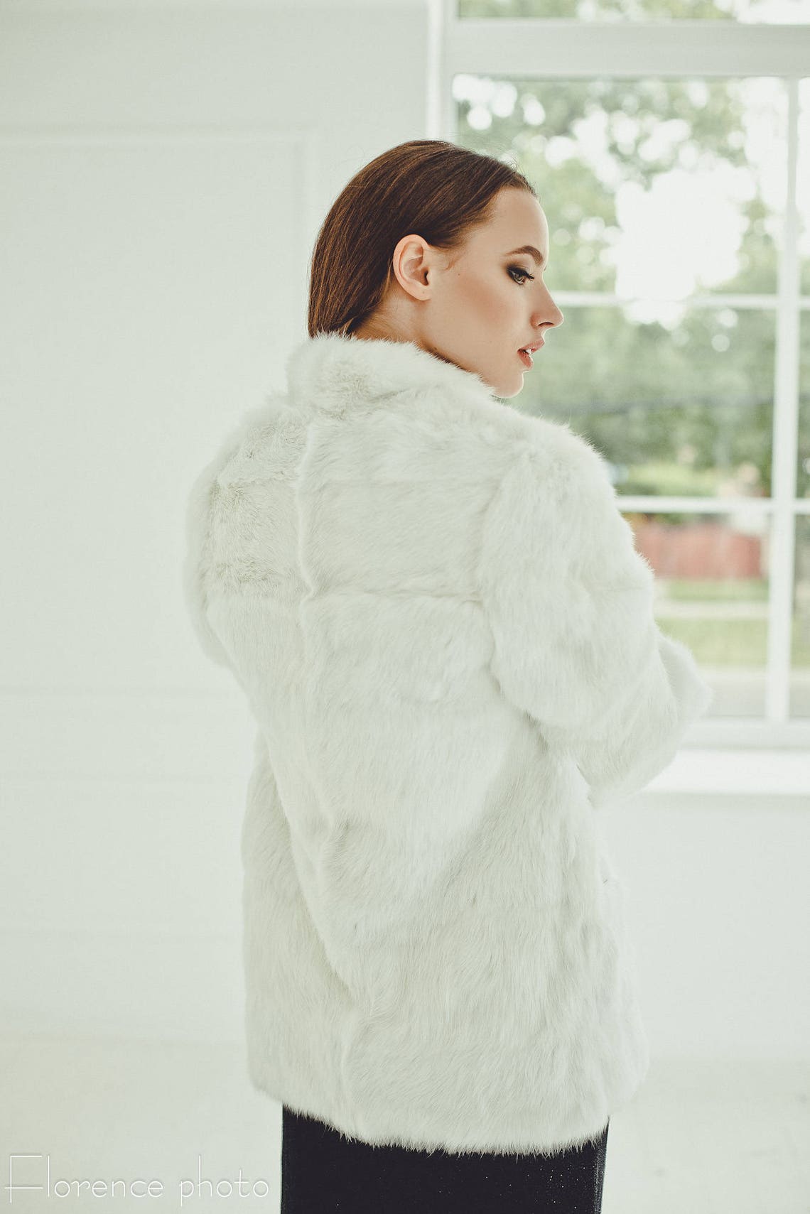 White Rabbit Fur Jacket Women Winter Coat Gift for Her | Etsy
