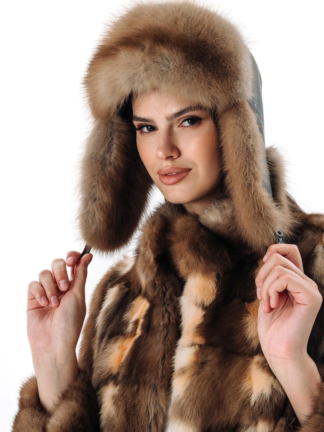 Marten Fur Hat With Ear Flaps | Women’s Ushanka Winter Hat | Luxury ...