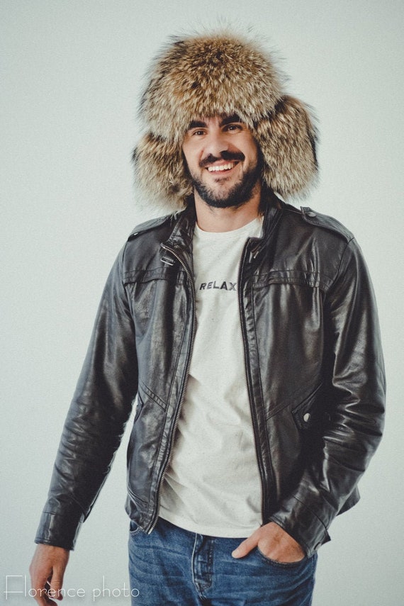 Fur & Leather Winter Hat Ushanka Russian Hats Men's | Etsy