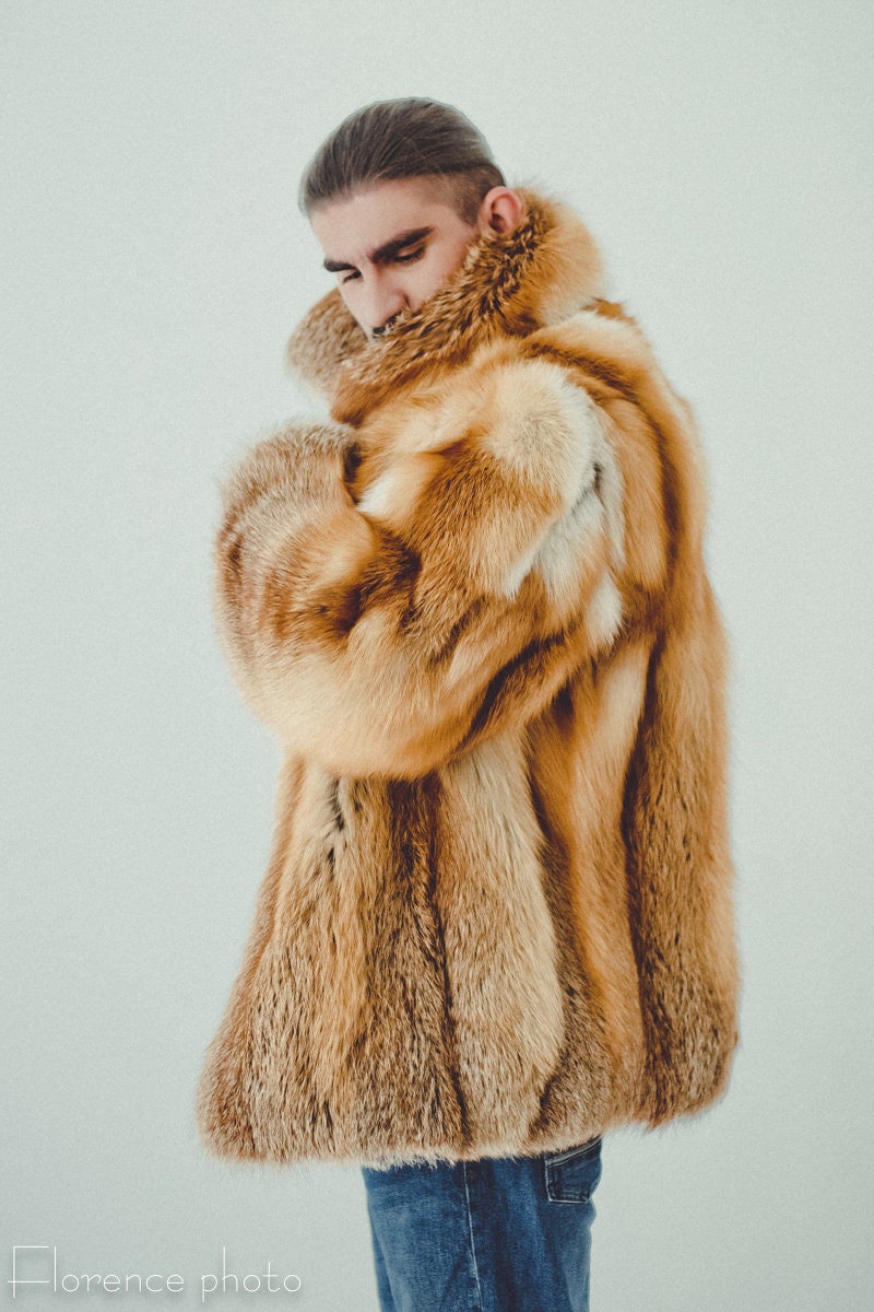 Mens Fox Fur Coat Winter Jacket Men Oversized Fur Coats | Etsy UK