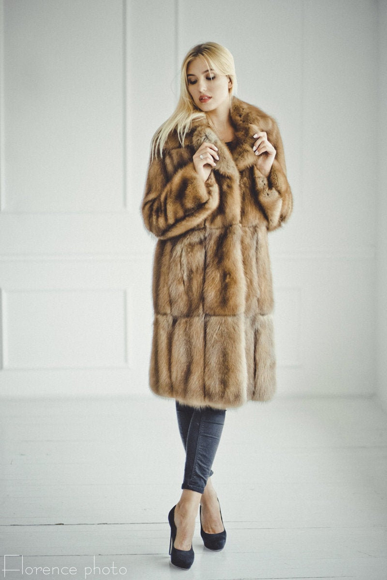 Luxury Marten Fur Coat for Women | Real Fur Long Winter Jacket - Etsy