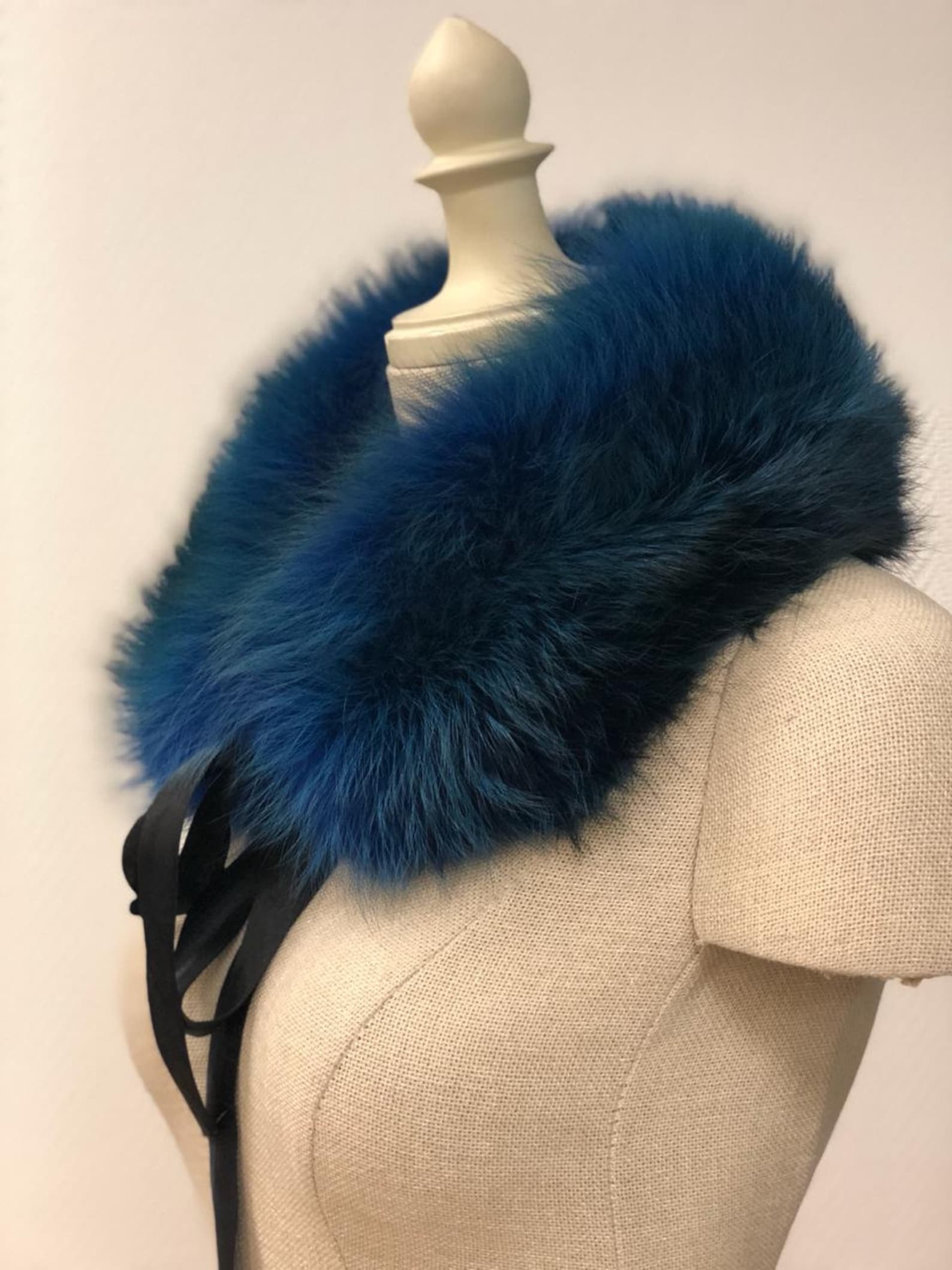 Blue Fur Collar for Jacket Women Detachable Shawl Winter - Etsy