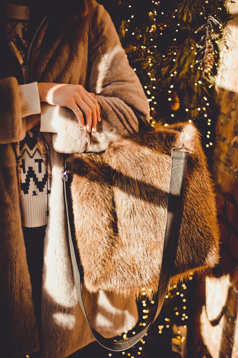 Fur Tote Bag Real Fur Handbags Brown Fur Purse Gift for - Etsy