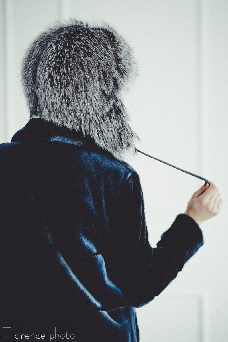 Silver Fox Fur Hat Ushanka Russian Hats Winter Womens Fur | Etsy