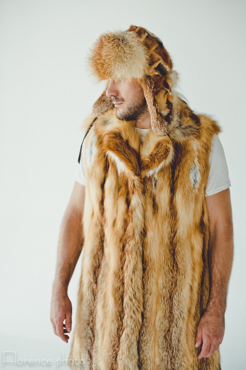Fox Fur Vest Men Long Mens Fur Vest Real Fur Vests Men - Etsy