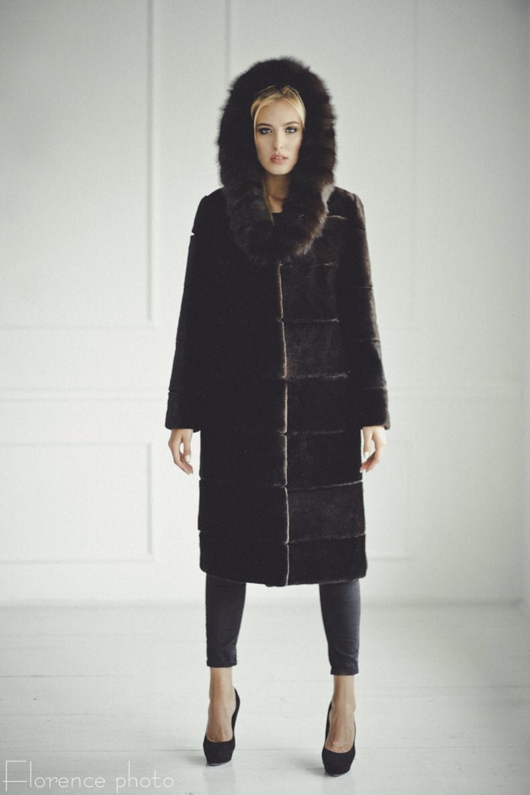 Brown Beaver & Marten Fur Coat for Women | Long Winter Jacket | Luxury ...
