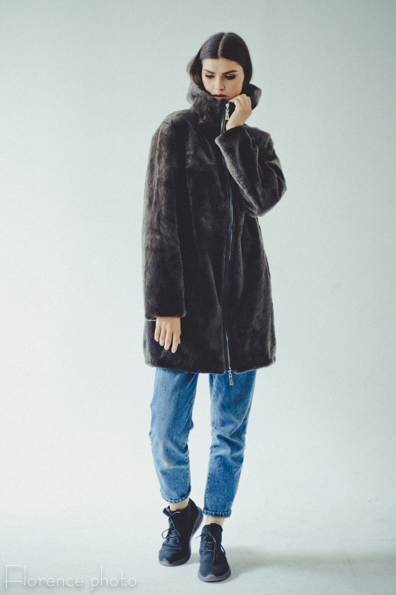 Gray Beaver Fur Jacket Women Winter Coat Gift for Her - Etsy