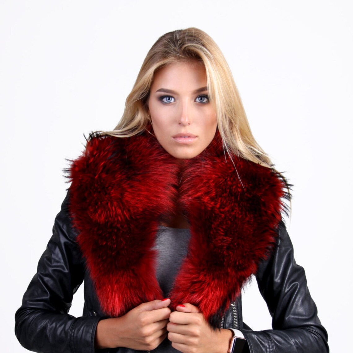 Red Fur Collar for Jacket Detachable Collar Coat Winter - Etsy