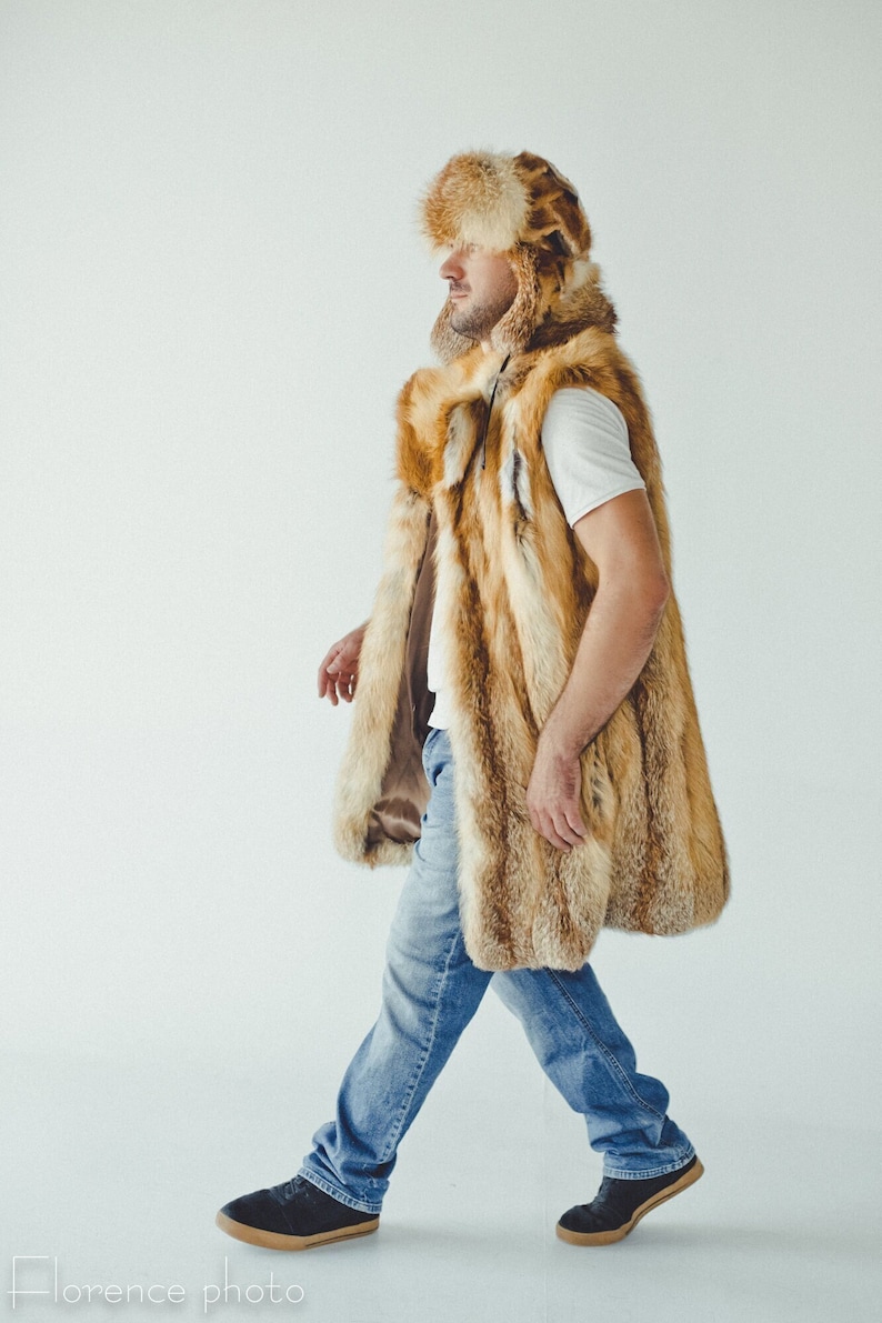 Fox Fur Vest Men Long Mens Fur Vest Real Fur Vests Men - Etsy