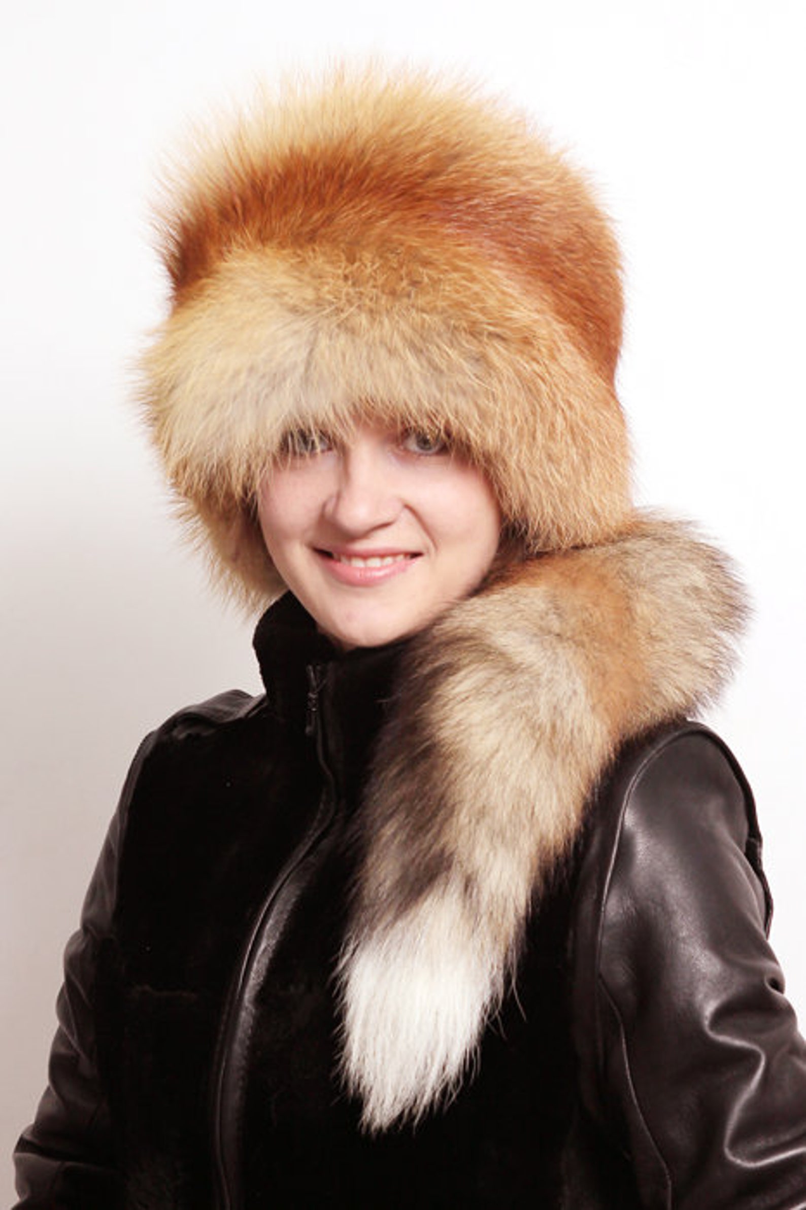 Men's Fox Fur Hat with Tail Winter Trapper Hat | Etsy