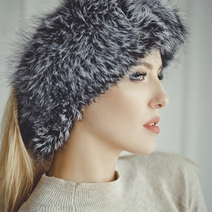 Silver Fox Fur Headband Winter Headbands for Women Head Wraps Womens ...