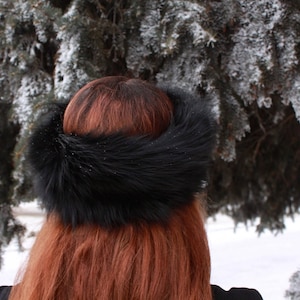 Black Fox Fur Headband Winter Headbands for Women Head - Etsy