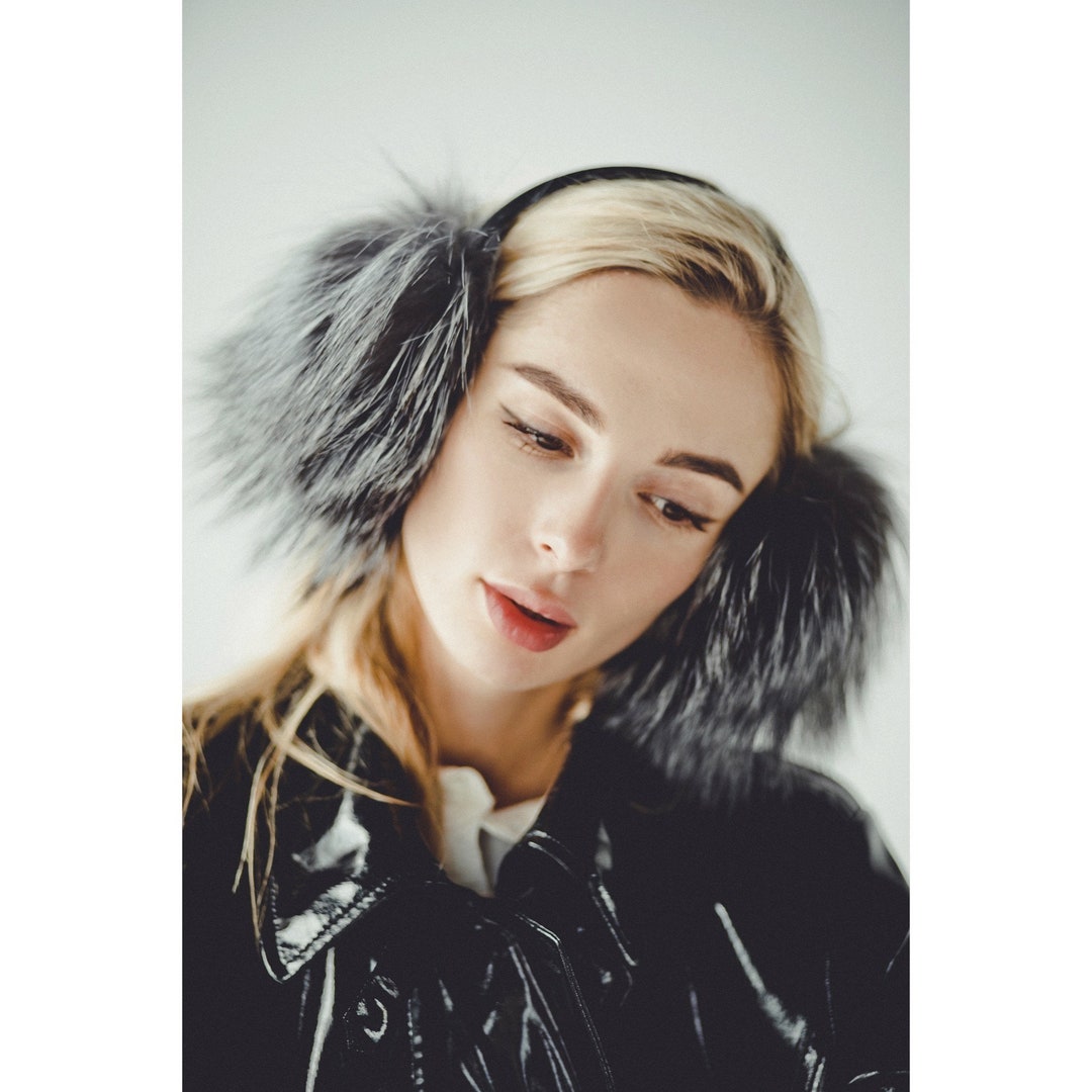 Silver Fox Fur Earmuffs Winter Ear Muffs Womens Ear Warmer - Etsy