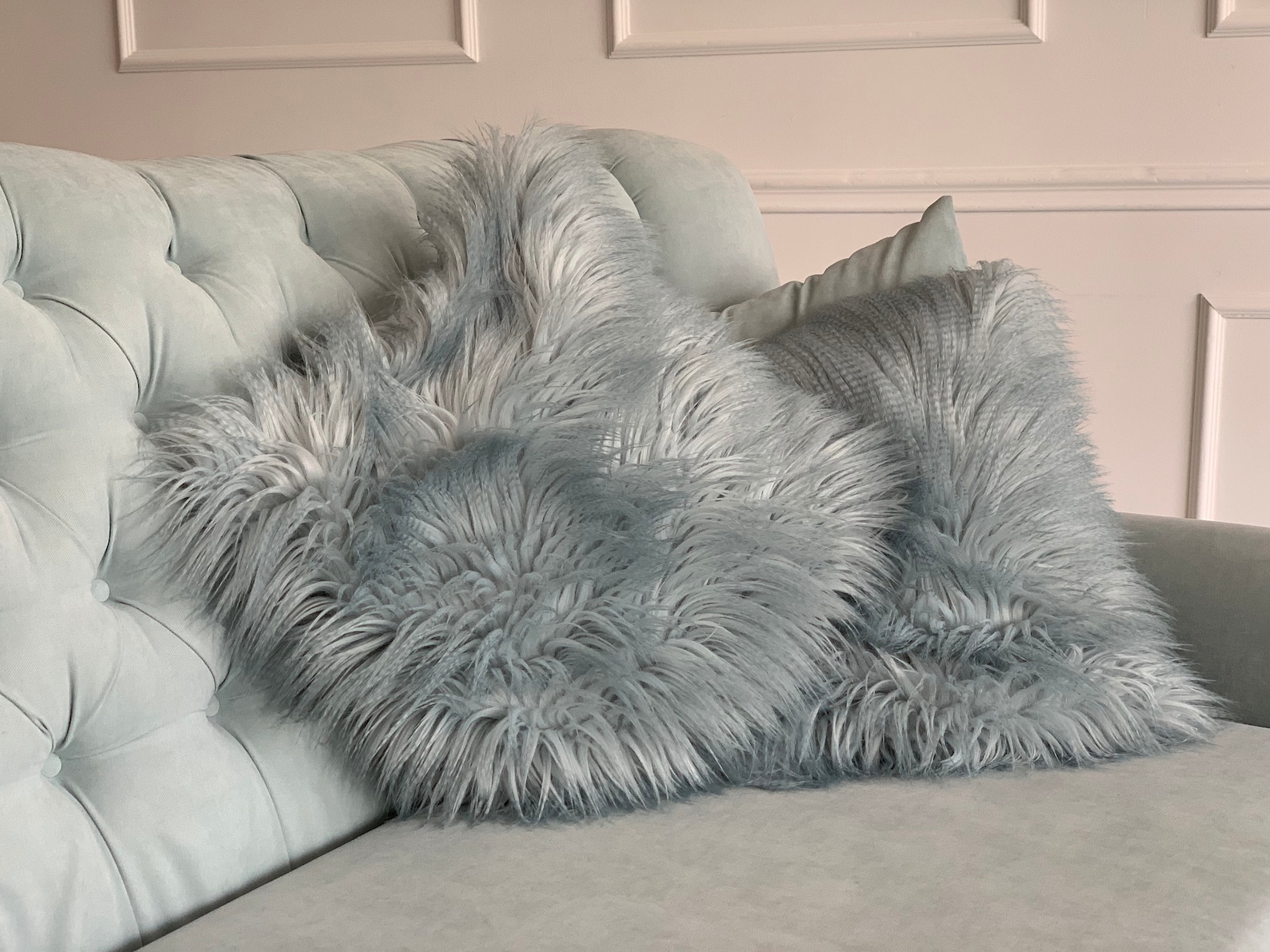 Set of 2 Lama Fur Pillow Cover Furry Pillow Covers Living Room Pillows ...
