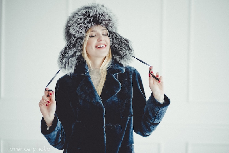 Silver Fox Fur Hat Ushanka Russian Hats Winter Womens Fur | Etsy