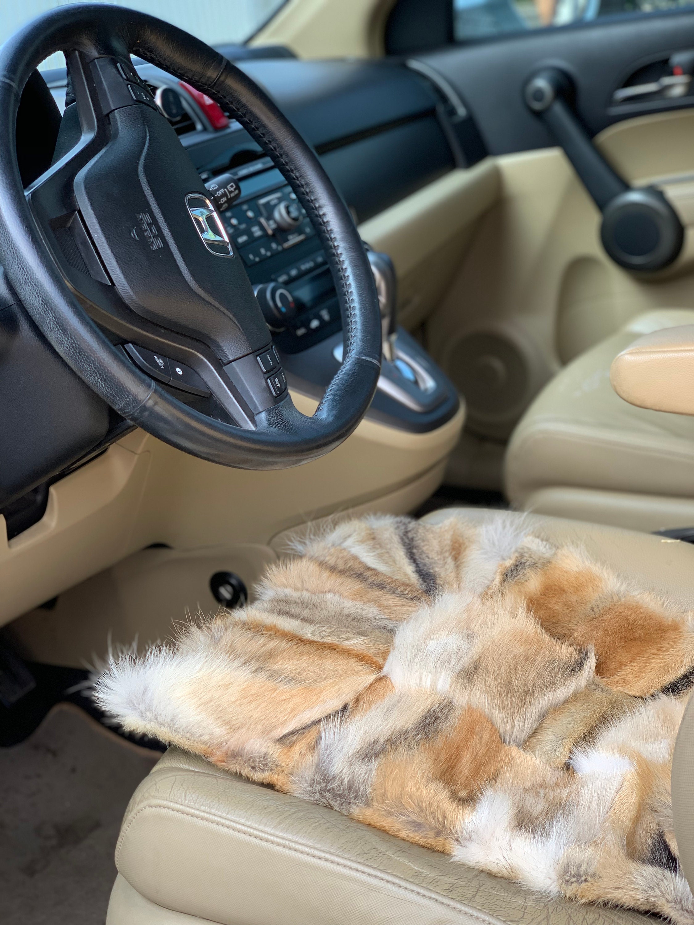 Set of 2 Fur Car Seat Cover Coyote Fur Car Seat Cushion | Etsy