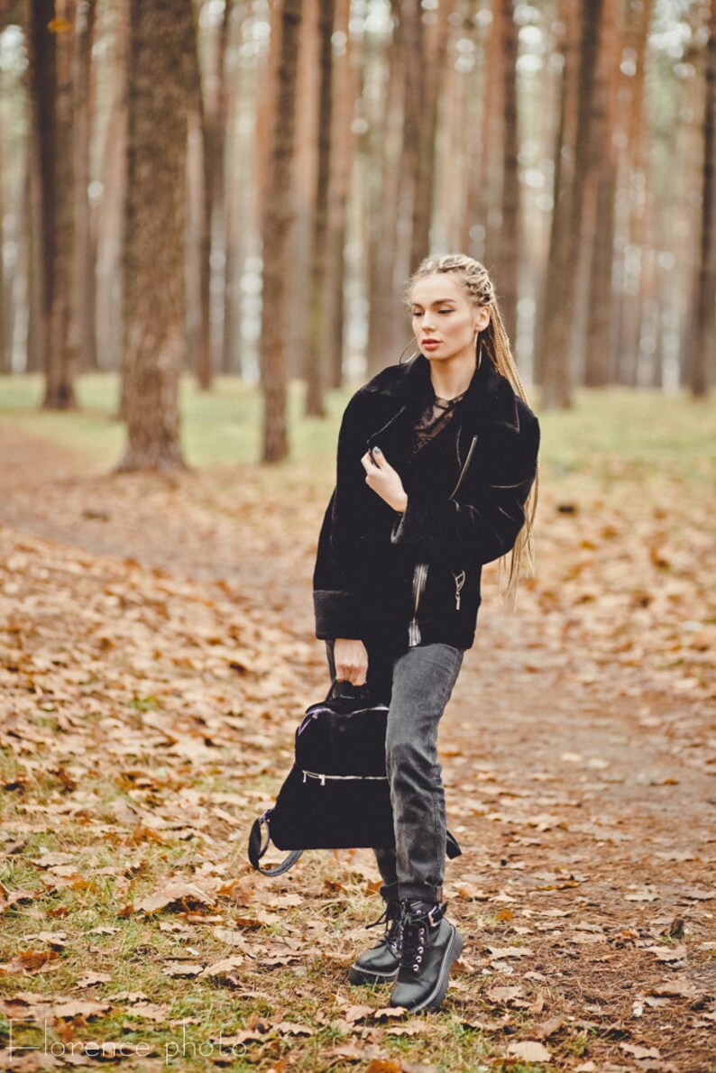 Blue Fur Backpack Real Fur Backpacks Womens Fur Bag - Etsy