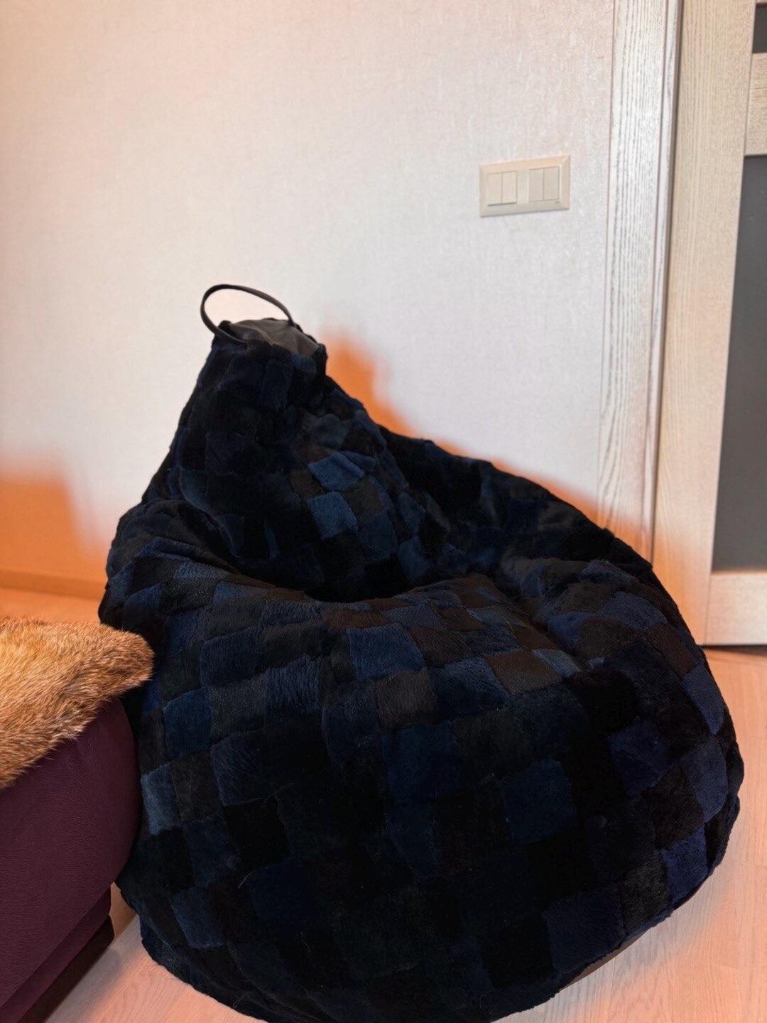 Black Fox Fur Carpet Fox Fur Rug Furry Rugs Living Room Decor - Etsy