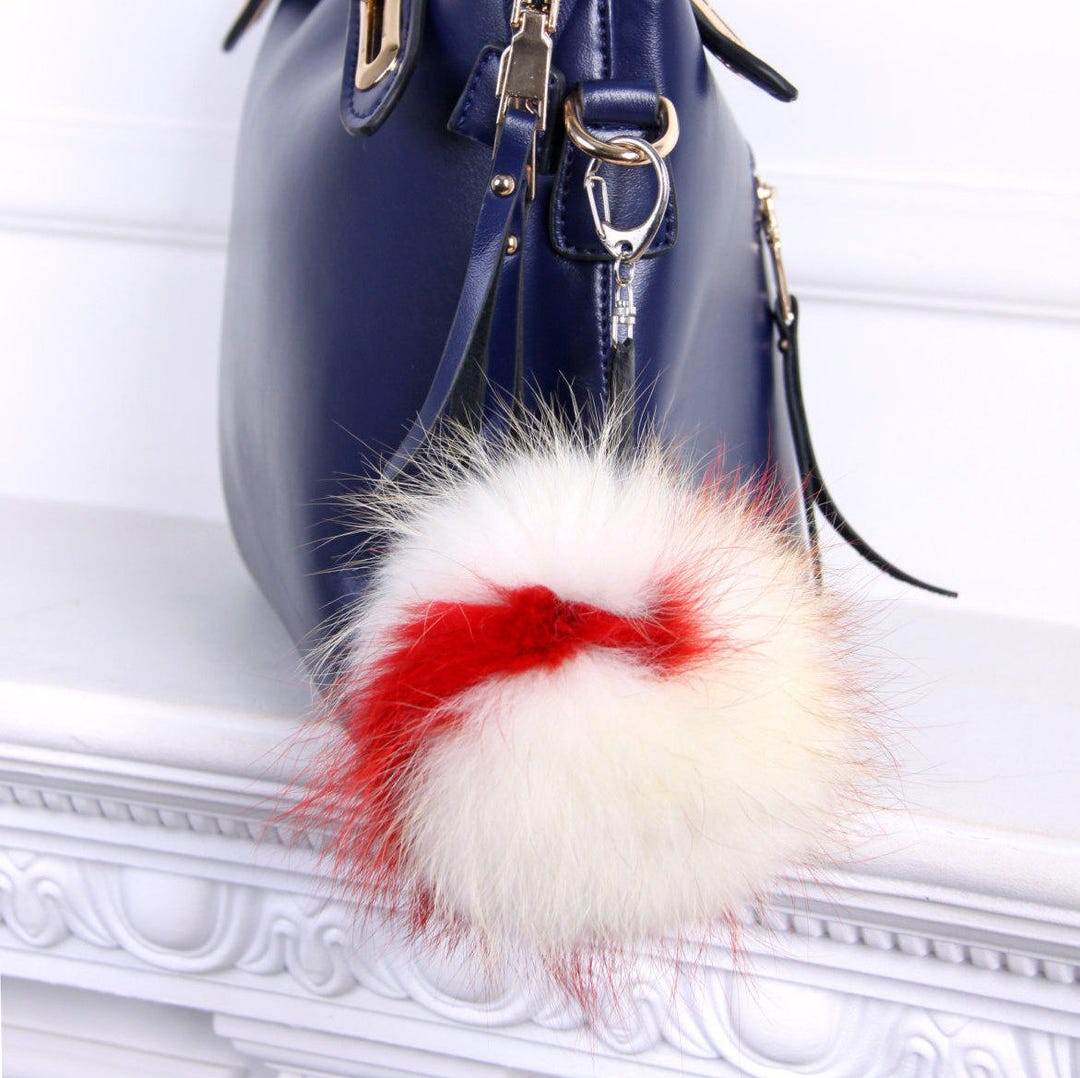 White Pom Pom Keychain furry Keychain Fur Pompom Pom Poms - Etsy