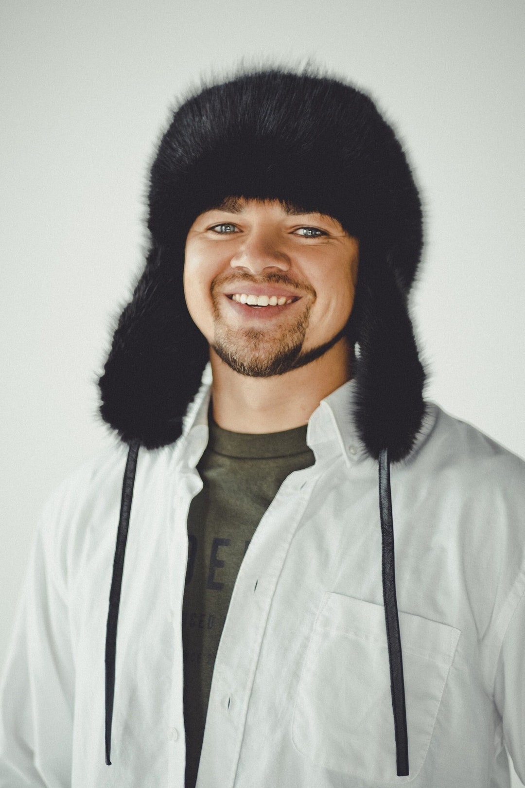 Men’s Black Nutria Fur Ushanka Hat | Real Fur Winter Trapper Hat With ...