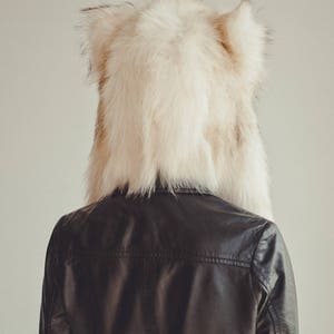 White Coyote Fur Hat Fur Hood Winter Hats Rave Festival Hat Trapper Hat ...