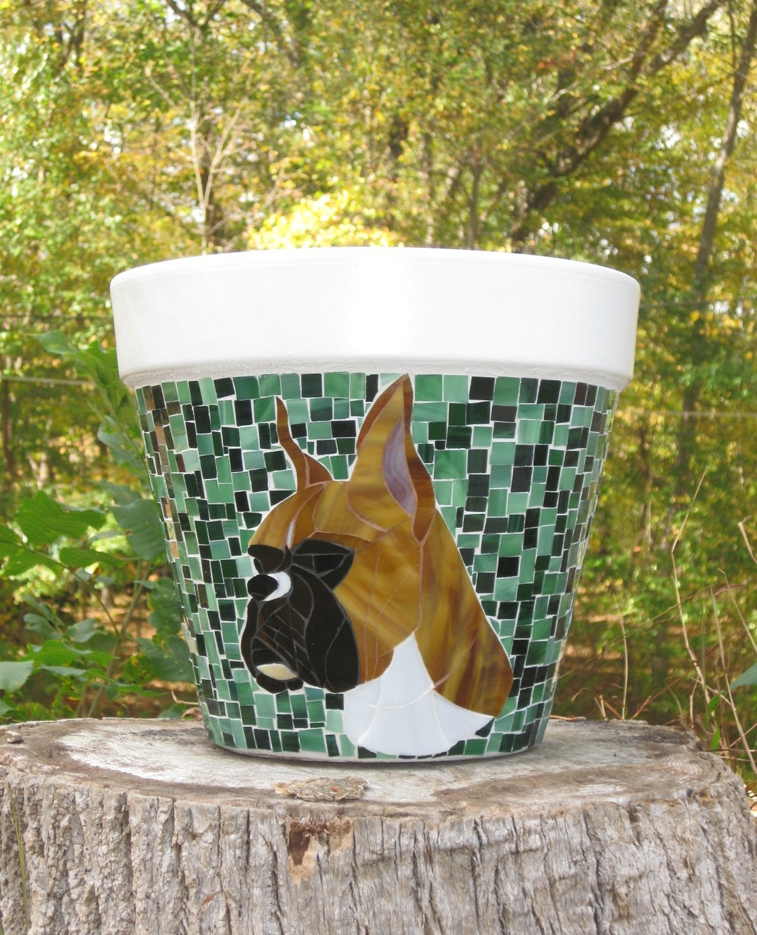 Custom Made Mosaic Planter With Boxer - Etsy