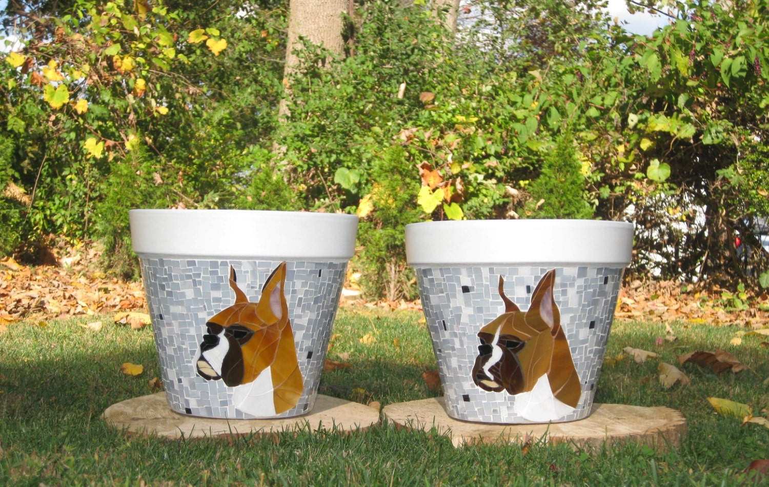 Custom Made Mosaic Planter With Boxer - Etsy
