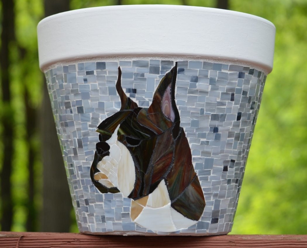 Custom Made Mosaic Planter With Boxer - Etsy