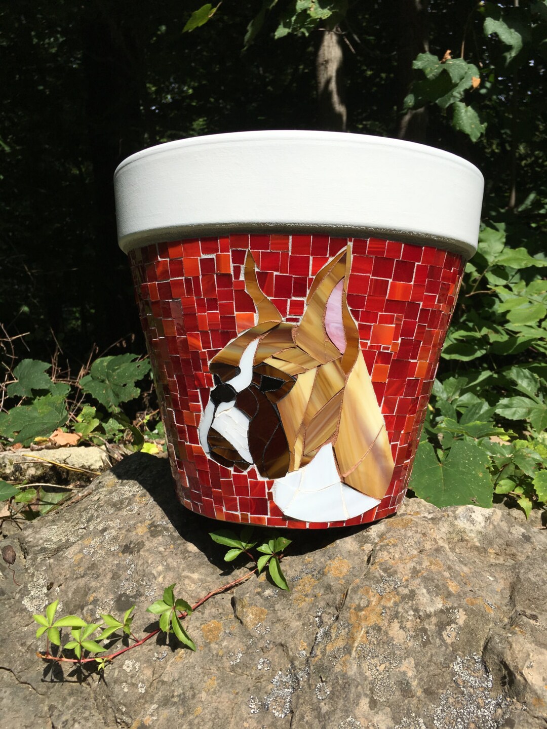 Custom Made Mosaic Planter With Boxer - Etsy