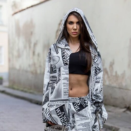 Newspaper Print Jacket for Women Newspaper Oversized Cotton - Etsy