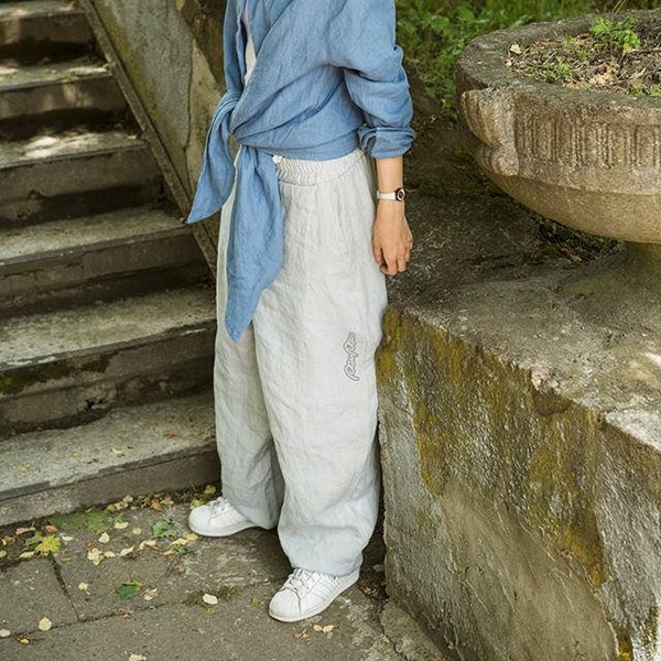 Grey Linen Pants - Etsy