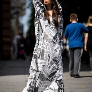 Newspaper Print Jacket for Women, Newspaper Oversized Cotton Top, Woman ...