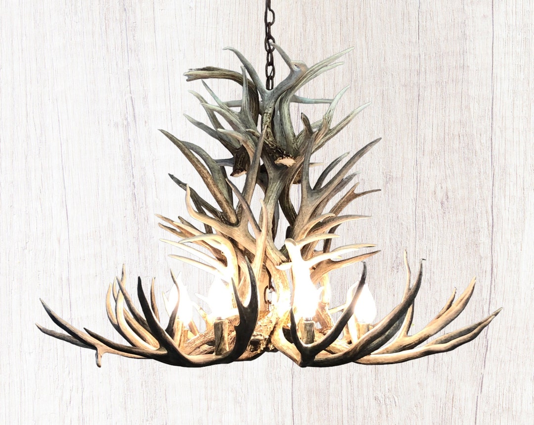Antler Chandelier Lighting, Farmhouse Antler Chandelier, Rustic ...