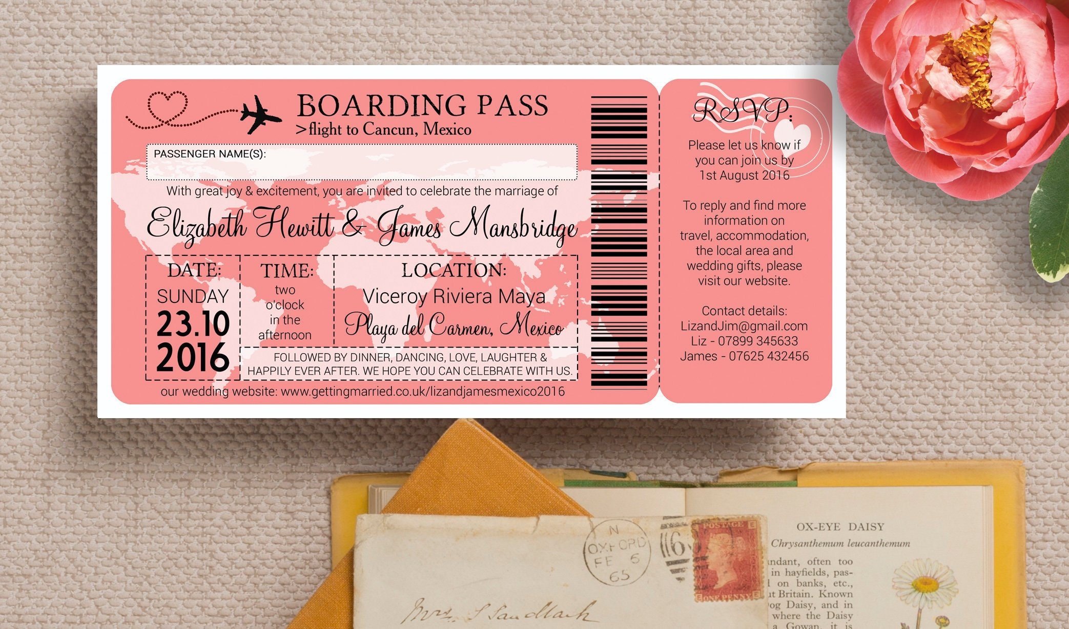Boarding Pass Destination Wedding Invitations With Envelopes | Etsy
