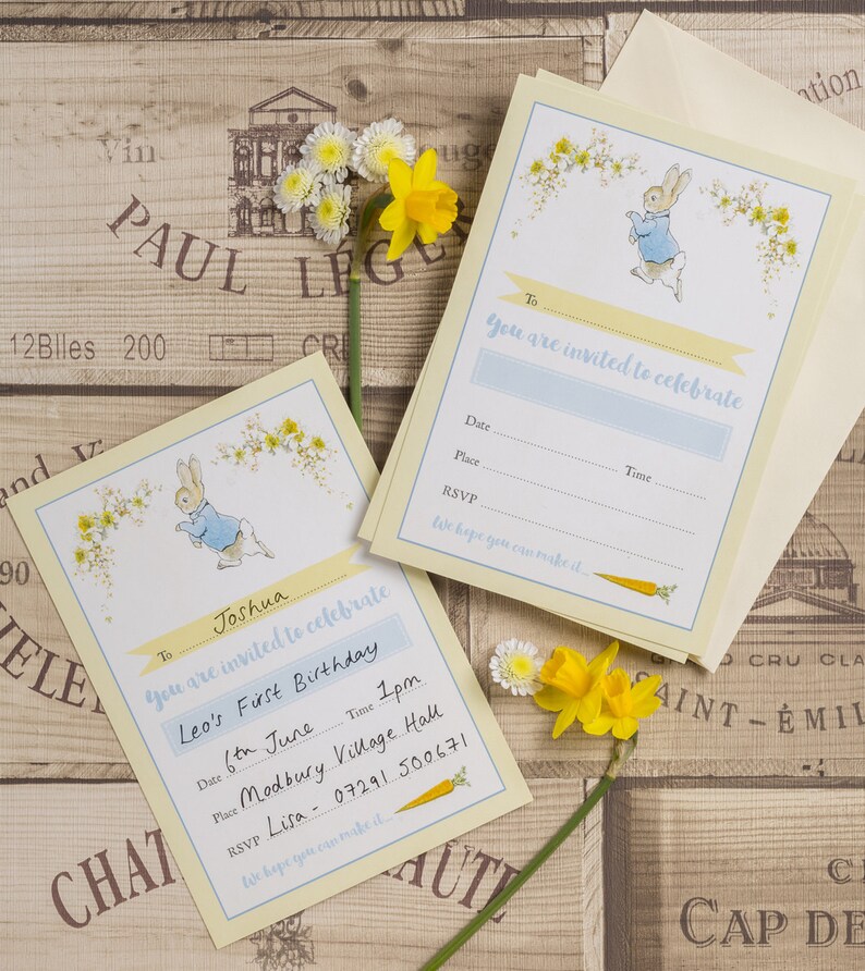PETER RABBIT INVITATIONS Beatrix Potter Party Invites - Etsy UK