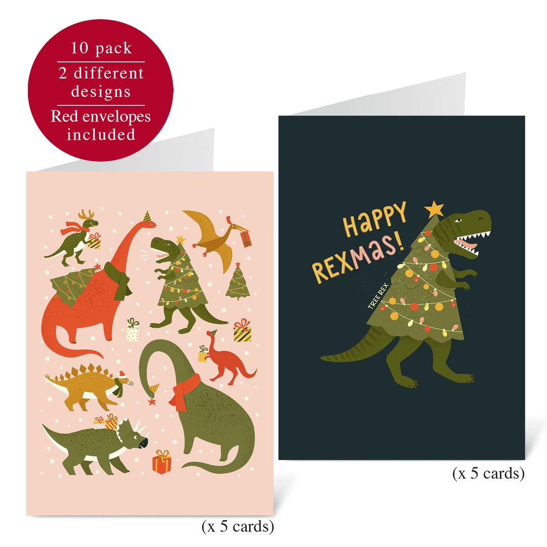 Dinosaur Christmas Cards, Charity Christmas Cards, Dino, Festive Cards ...