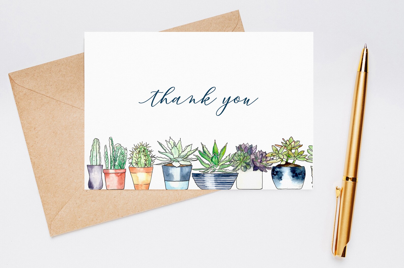 Pack of 10 Cactus Succulents Plants Thank You / Note Cards - Etsy