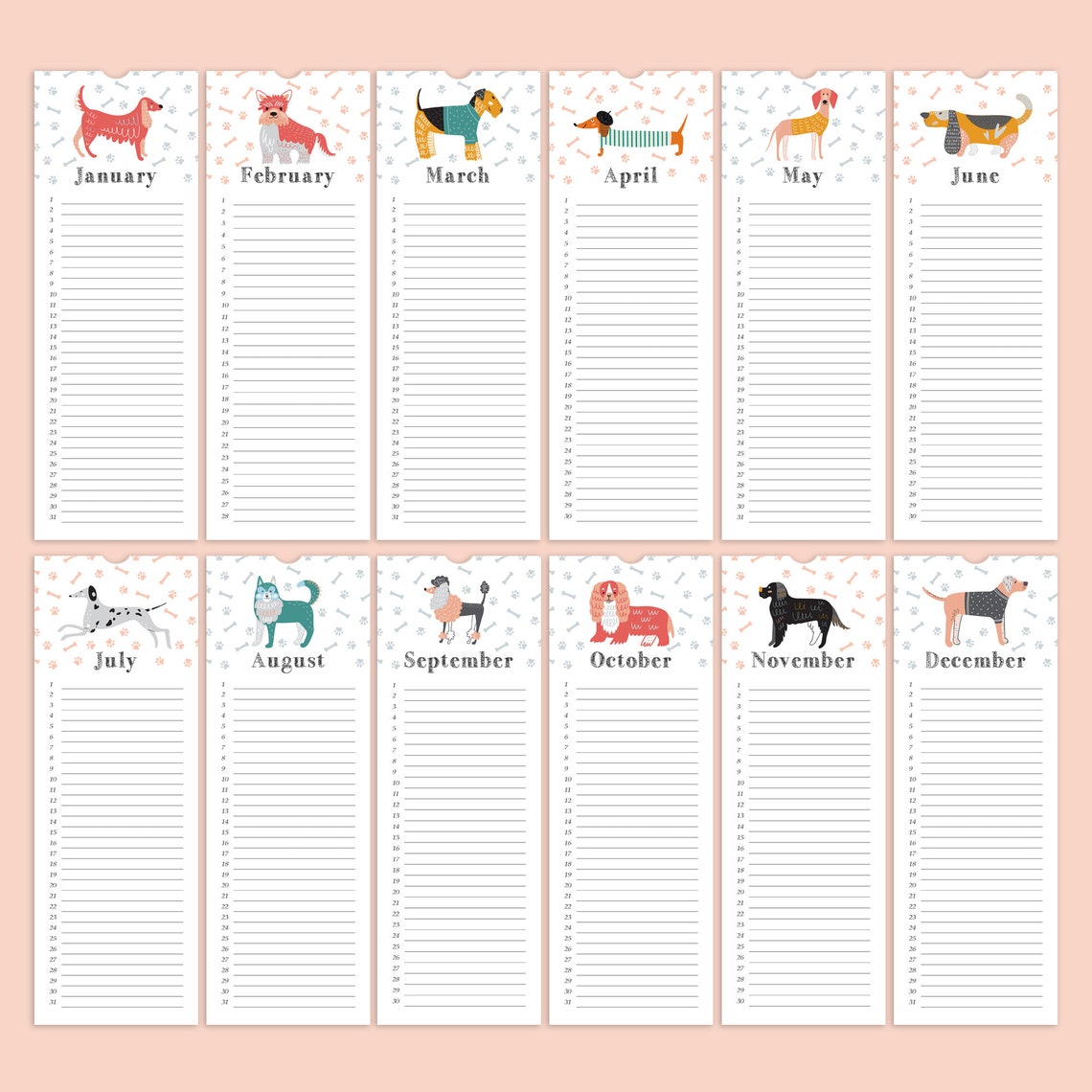 Perpetual Birthday Dog Themed Dogs Pets Anniversaries - Etsy