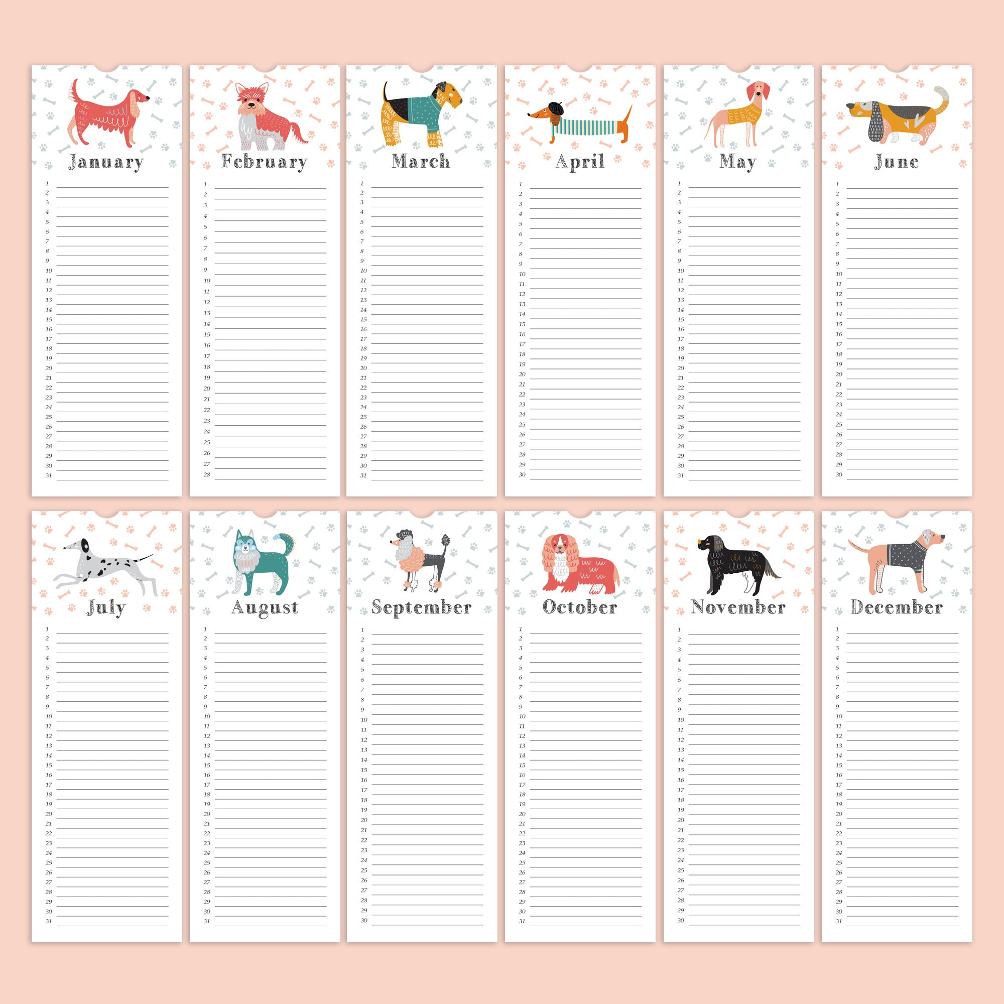 Perpetual Birthday Dog Themed Dogs Pets Anniversaries - Etsy