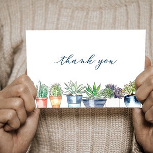 Pack of 10 Cactus, Succulents, Plants Thank You / Note Cards With ...