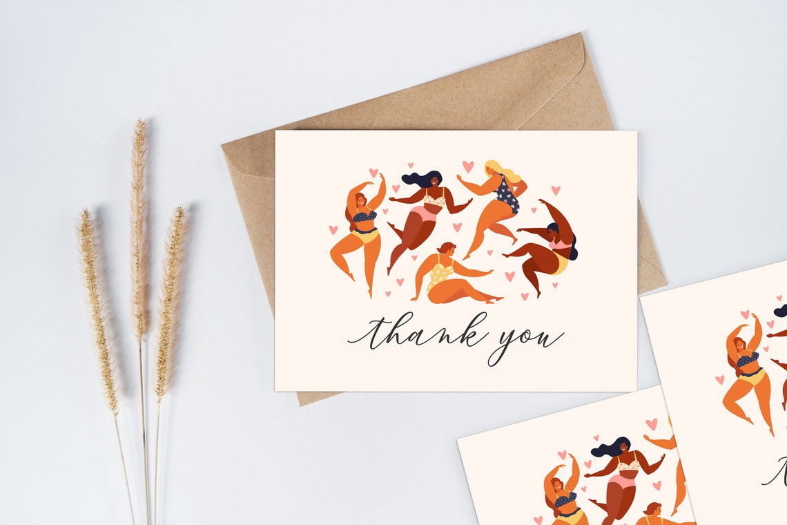 Pack of 10 Body Positivity Themed Thank You / Note Cards With - Etsy