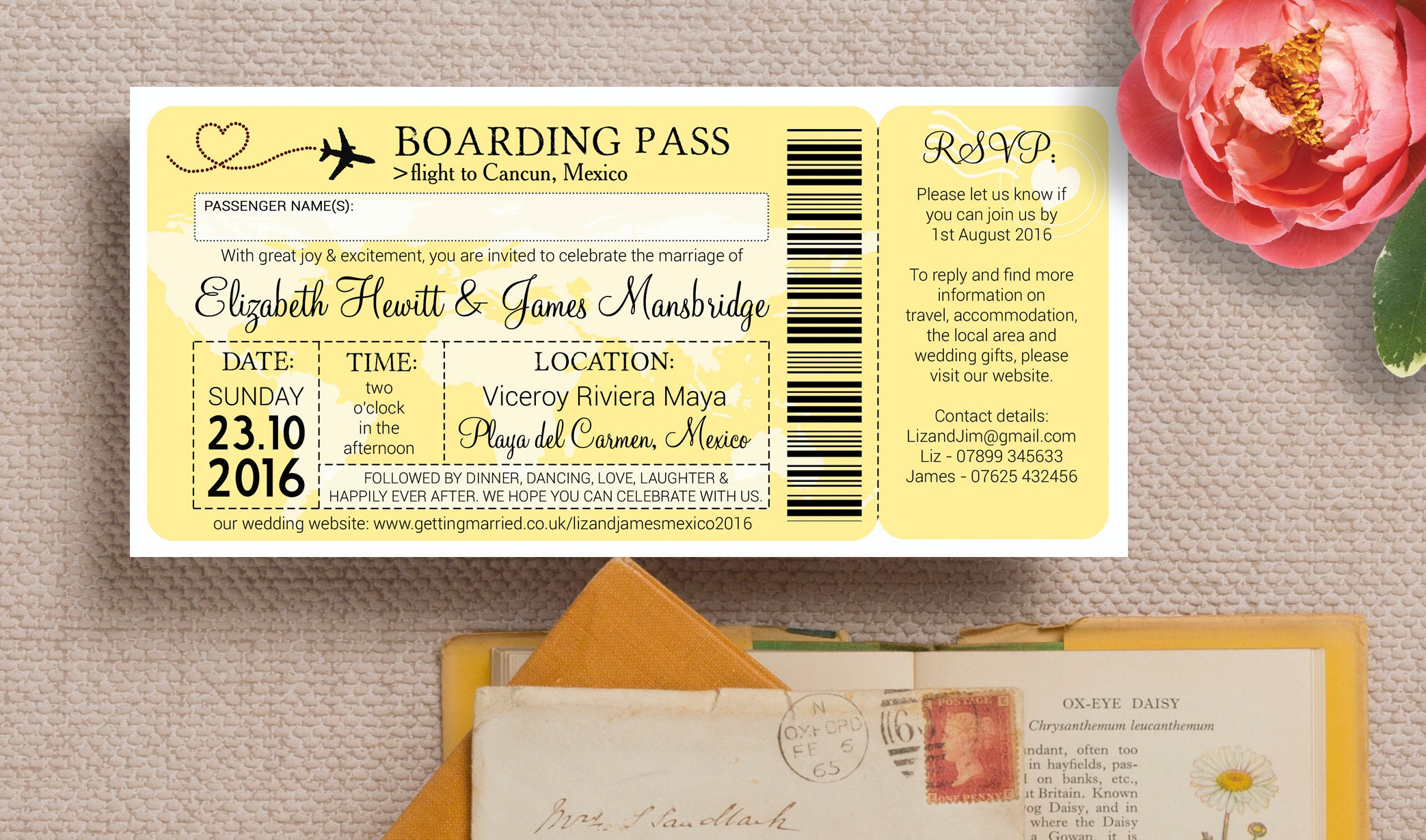 Boarding Pass Destination Wedding Invitations With Envelopes | Etsy