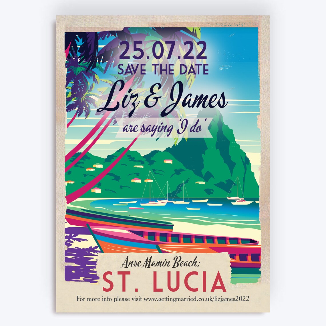 St Lucia Beach Vintage Postcard Destination Wedding Save the - Etsy