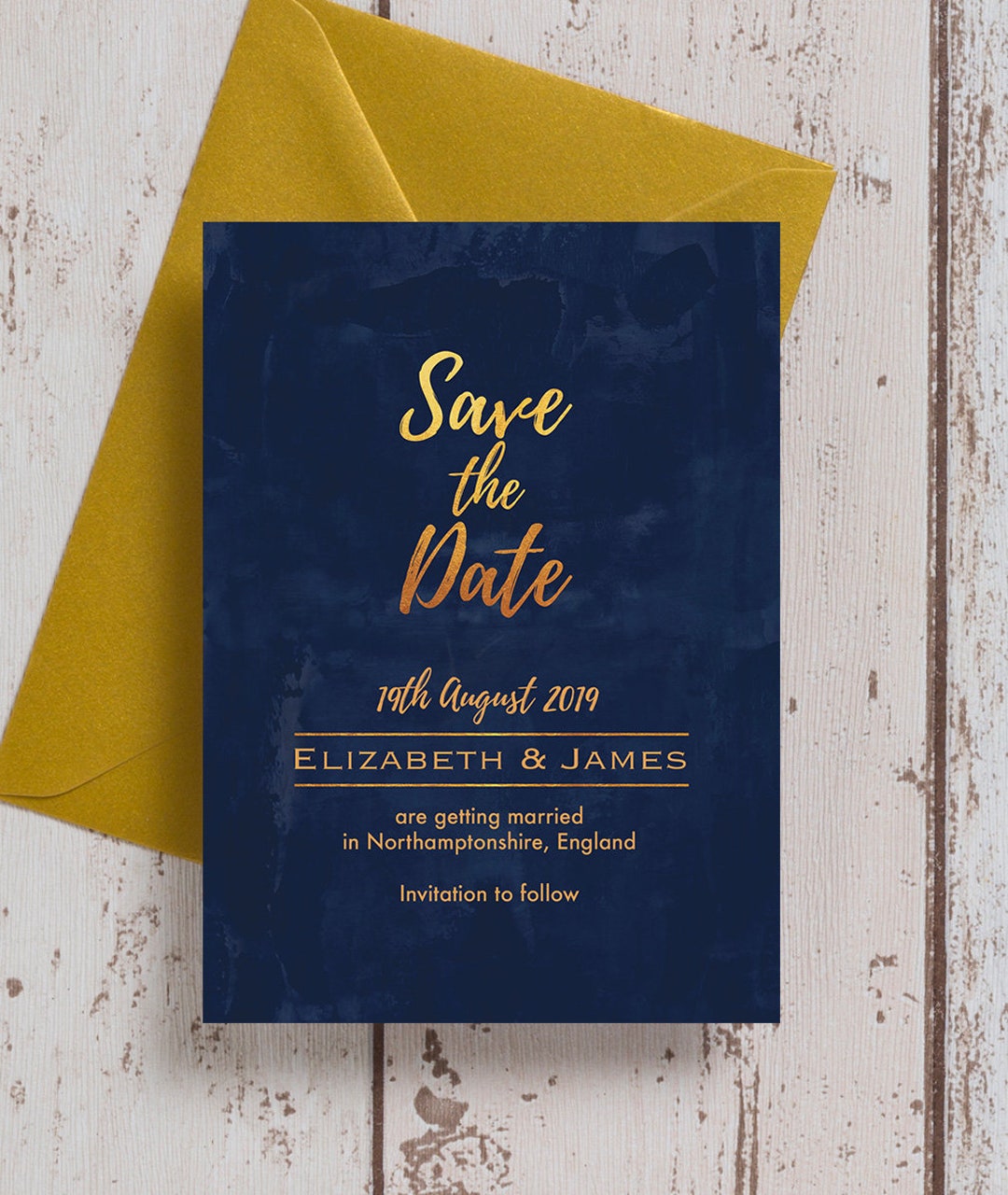 Navy Blue and Gold Wedding Save the Date Cards & Envelopes - Etsy
