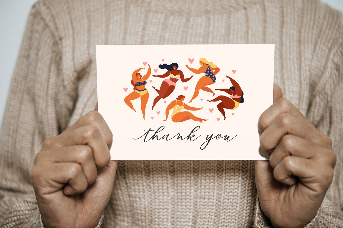 Pack of 10 Body Positivity Themed Thank You / Note Cards With - Etsy