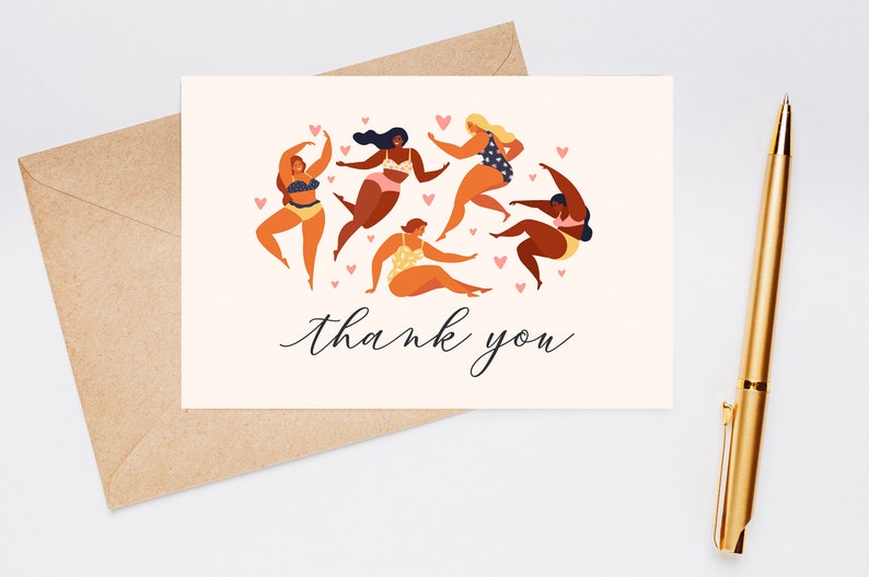 Pack of 10 Body Positivity Themed Thank You / Note Cards With - Etsy