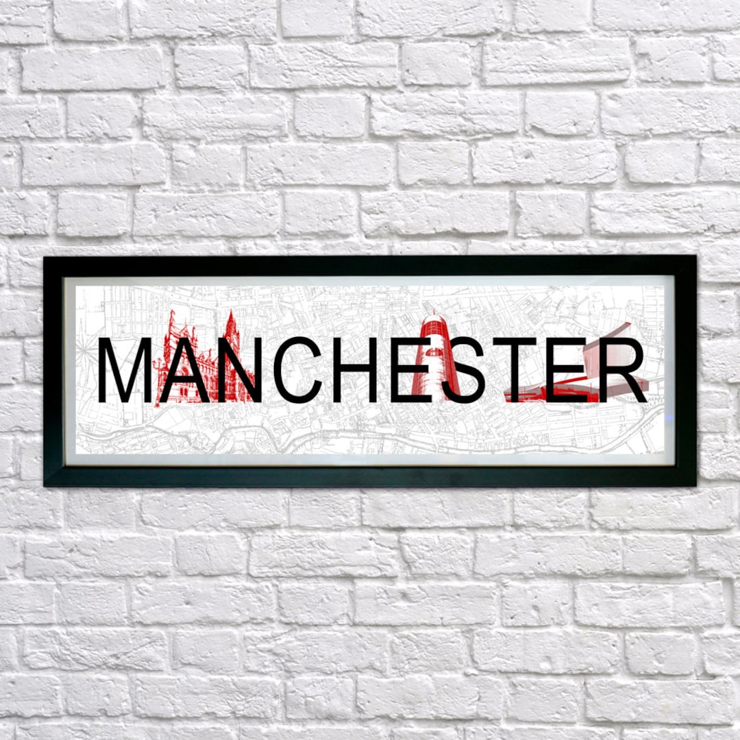 Manchester City Print, Typography Print, Wall Art, Vintage Style Print ...