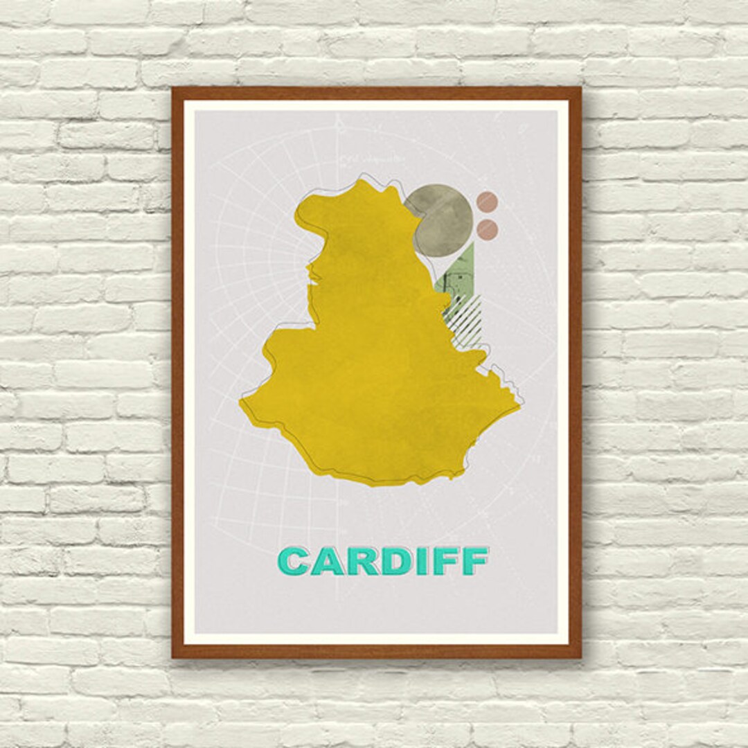 Printable Art, Cardiff City Map, Mid Century Modern Print, City Map ...